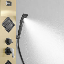 BWE®2-Jet Black Gold Shower Panel with Heavy Rain Shower and Handheld ...