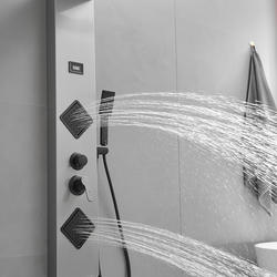 BWE®2-Jet Black Nickel Shower Panel with Heavy Rain Shower and Handheld ...