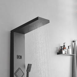 BWE®2-Jet Matte Black Shower Panel with Heavy Rain Shower and Handheld ...