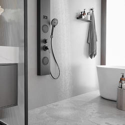 BWE®2-Jet Matte Black Shower Panel with Heavy Rain Shower and Handheld ...
