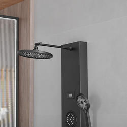 BWE®2-Jet Matte Black Shower Panel with Heavy Rain Shower and Handheld ...