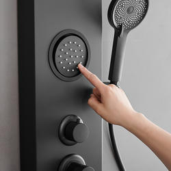 BWE®2-Jet Matte Black Shower Panel with Heavy Rain Shower and Handheld ...
