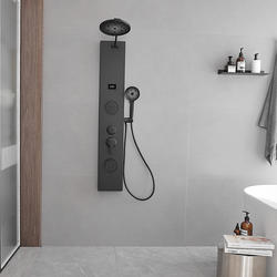 BWE®2-Jet Matte Black Shower Panel with Heavy Rain Shower and Handheld ...