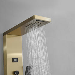 BWE®8-Jet Black Gold Shower Panel with Heavy Rain Shower and Handheld ...