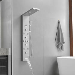 BWE®8-Jet Black Chrome Shower Panel with Heavy Rain Shower and Handheld ...