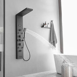BWE®8-Jet Matte Black Shower Panel with Heavy Rain Shower and Handheld ...