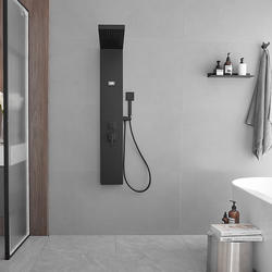 BWE®2-Jet Matte Black Shower Panel with Heavy Rain Shower and Handheld ...