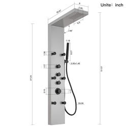 BWE®6-Jet Black Nickel Shower Panel with Heavy Rain Shower and Handheld ...