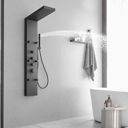 BWE®6-Jet Matte Black Shower Panel with Heavy Rain Shower and Handheld ...