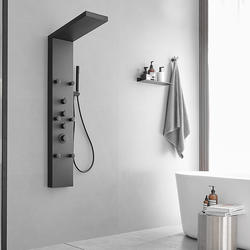BWE®6-Jet Matte Black Shower Panel with Heavy Rain Shower and Handheld ...