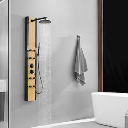 BWE®8-Jet Matte Black Shower Panel with Heavy Rain Shower and Handheld ...
