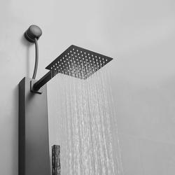 BWE®2-Jet Matte Black Shower Panel with Heavy Rain Shower and Handheld ...