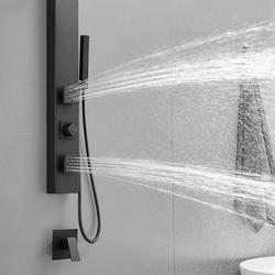 BWE®2-Jet Matte Black Shower Panel with Heavy Rain Shower and Handheld ...