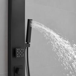 BWE®2-Jet Matte Black Shower Panel with Heavy Rain Shower and Handheld ...