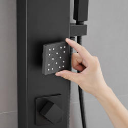 BWE®2-Jet Matte Black Shower Panel with Heavy Rain Shower and Handheld ...
