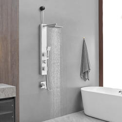 BWE®2-Jet Polished Chrome Shower Panel with Heavy Rain Shower and ...
