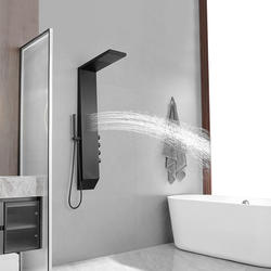 BWE®1-Jet Matte Black Shower Panel with Heavy Rain Shower and Handheld ...