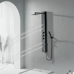 BWE®4-Jet Matte Black Shower Panel with Heavy Rain Shower and Handheld ...