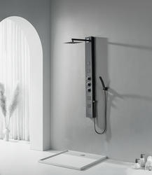 BWE®4-Jet Matte Black Shower Panel with Heavy Rain Shower and Handheld ...