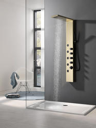 BWE®5-Jet Black Gold Shower Panel with Heavy Rain Shower and Handheld ...
