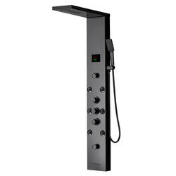 BWE®8-Jet Matte Black Shower Panel with Heavy Rain Shower and Handheld ...