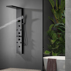 BWE®8-Jet Matte Black Shower Panel with Heavy Rain Shower and Handheld ...