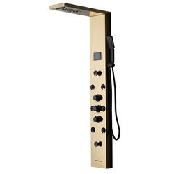 BWE®8-Jet Black Gold Shower Panel with Heavy Rain Shower and Handheld ...