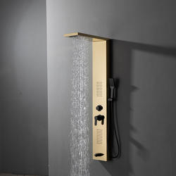 BWE®2-Jet Black Gold Shower Panel with Heavy Rain Shower and Handheld ...