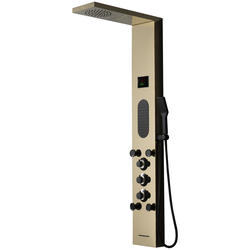 BWE®5-Jet Black Gold Shower Panel with Heavy Rain Shower and Handheld ...