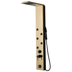 BWE®4-Jet Black Gold Shower Panel with Heavy Rain Shower and Handheld ...