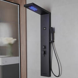 BWE®4-Jet Matte Black Shower Panel with Heavy Rain Shower and Handheld ...