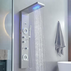 BWE®5-Jet Black Chrome Shower Panel with Heavy Rain Shower and Handheld ...