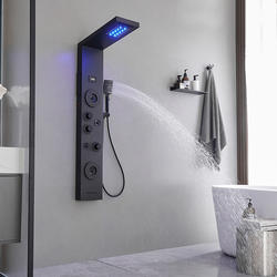 BWE®5-Jet Matte Black Shower Panel with Heavy Rain Shower and Handheld ...