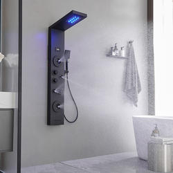 BWE®5-Jet Matte Black Shower Panel with Heavy Rain Shower and Handheld ...