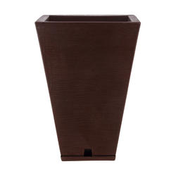21 1/2" Brown Plastic Square Planter with Saucer at Menards®