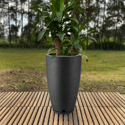 26" Gray Amsterdam Plastic Planter with Saucer at Menards®