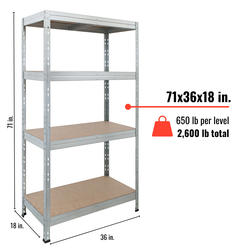 AR Shelving 36"W x 71"H x 18"D 4-Tier Galvanized Shelving Unit at Menards®