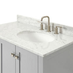 ARIEL Cambridge 37"W x 22"D Gray Vanity and Carrara White Marble Vanity ...