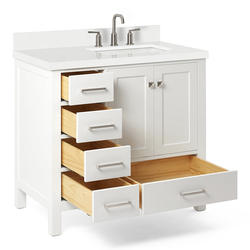 ARIEL Cambridge 37"W x 22"D White Vanity and White Quartz Vanity Top ...