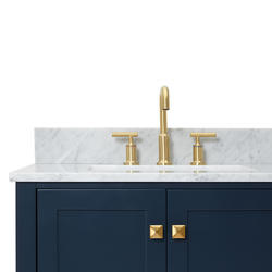 ARIEL Cambridge 43"W x 22"D Midnight Blue Vanity and Carrara White ...