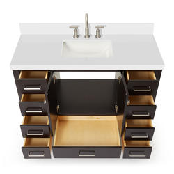 ARIEL Cambridge 49"W x 22"D Espresso Vanity and White Quartz Vanity Top ...