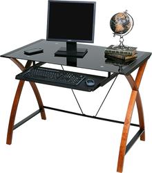 OneSpace Black and Brown Computer Desk with Pull-Out Keyboard Tray at ...
