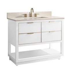 Avanity® 43"W x 22"D White Allie Vanity and Crema Marfil Marble Vanity ...