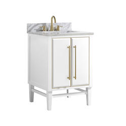 Avanity® Mason 25"W x 22"D White Vanity and Carrara White Marble Vanity ...