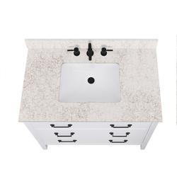Avanity® 37"W x 22"D Alluring Quartz Vanity Top with Rectangular ...