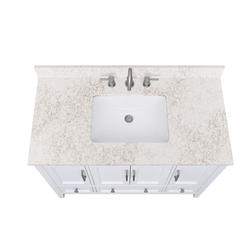 Avanity® 43"W x 22"D Alluring Quartz Vanity Top with Rectangular ...