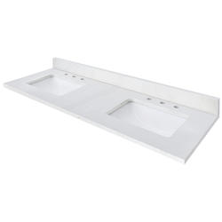 Avanity® 61"W x 22"D Calacatta White Quartz Vanity Top with Rectangular ...