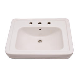 Barclay Sussex 26"W x 20"D White Rectangular Bathroom Pedestal Sink ...
