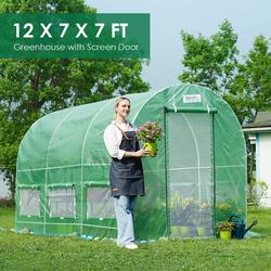 Quictent 12' x 7' x 7' Tunnel Greenhouse with 2 Doors 6 Vents Green at ...