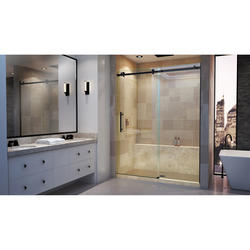 DreamLine® Enigma Air 56-60"W x 76"H Satin Black Frameless Sliding Shower Door with Clear Glass ...